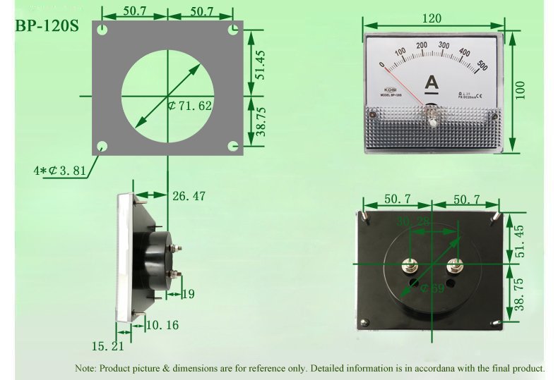 New model square type BP-120S 120*100mm DC1mA 150% analog panel load ...