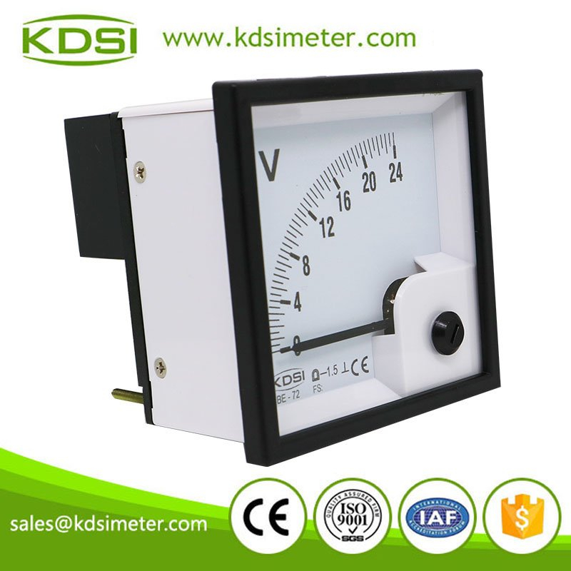 Square Type Moving Coil DC Voltmeters BE-72 DC24V Voltage Panel Meter ...