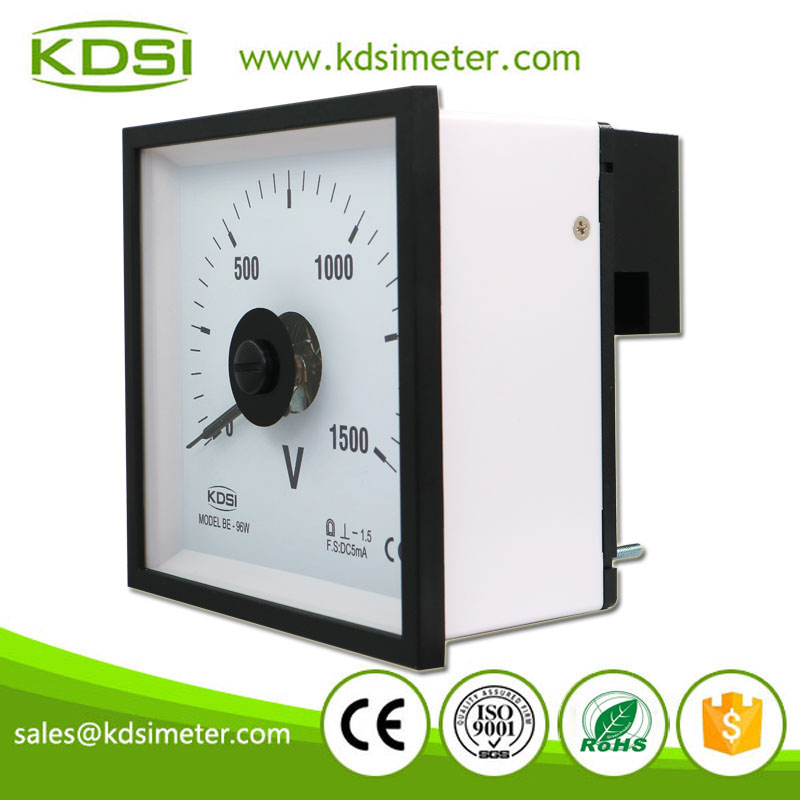 Square Type BE-96W DC5mA 1500V Wide Angle DC Analog Panel Voltage Meter ...