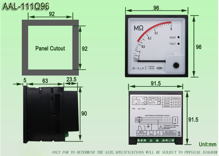 High Quality AAL-111Q96 AC440V AC Analog Insulation Monitor Panel Meter ...